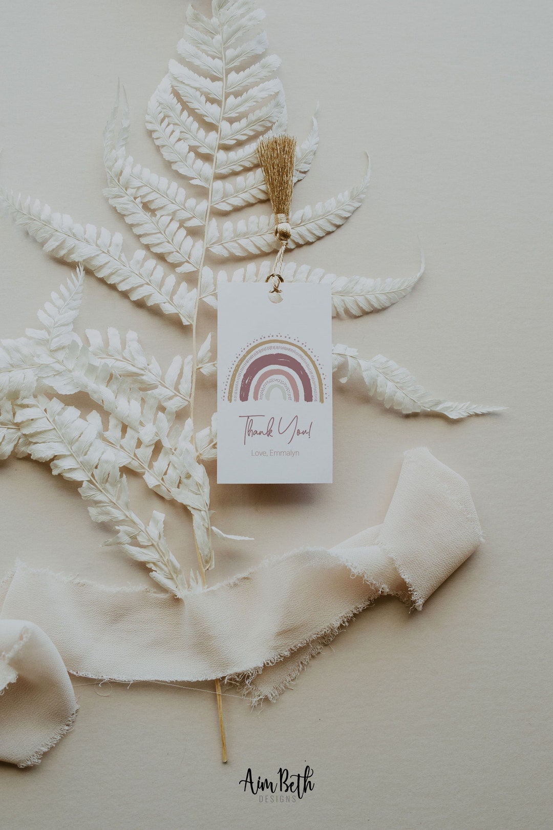 Boho Rainbow Favor Tags, Muted Rainbow Birthday Party Tags, Rainbow ...