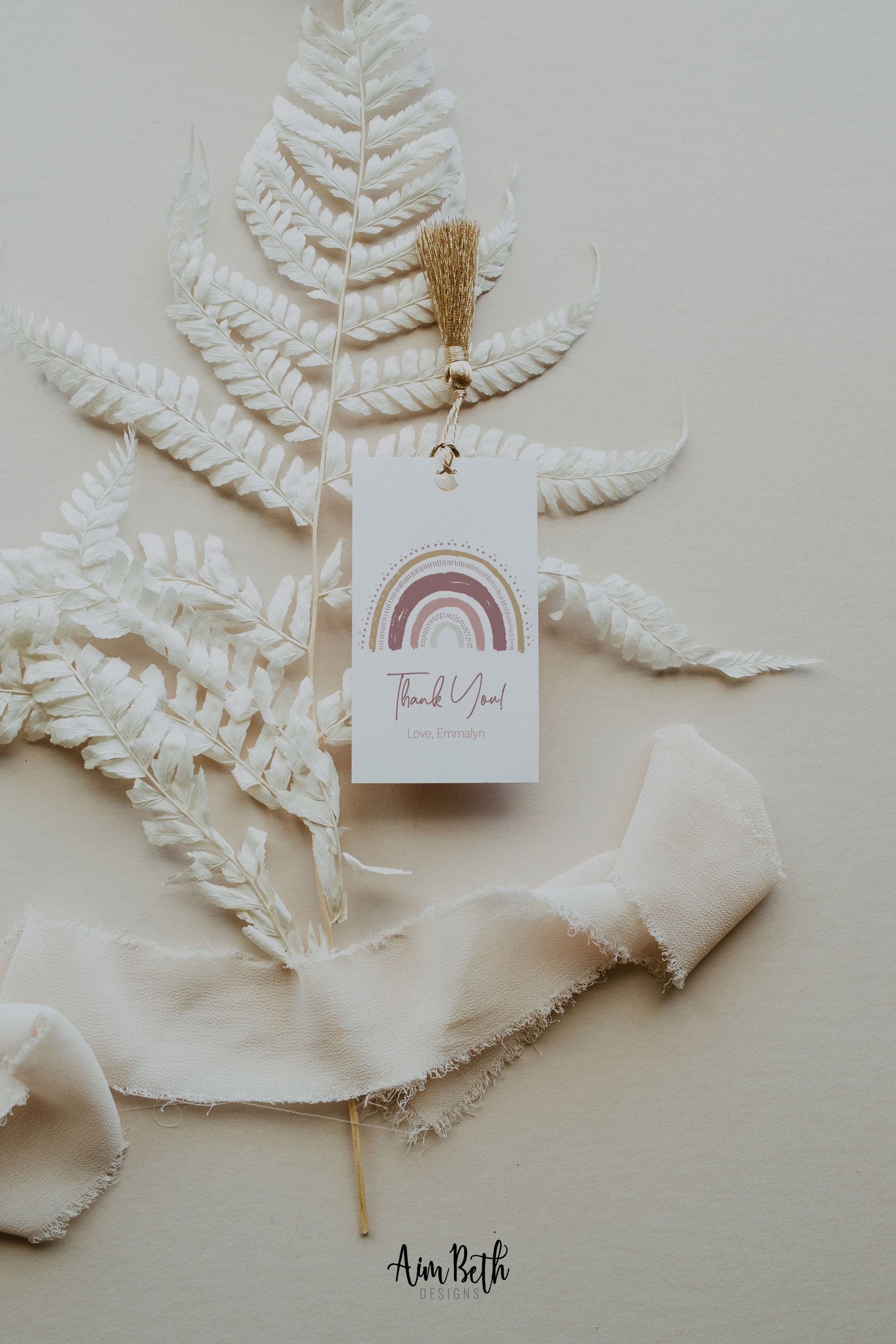 Boho Rainbow Favor Tags Muted Rainbow Birthday Party Tags | Etsy