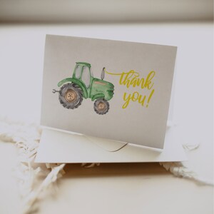 Green Tractor Thank You Card, John Deere Folded Thank You Card, Tractor ...