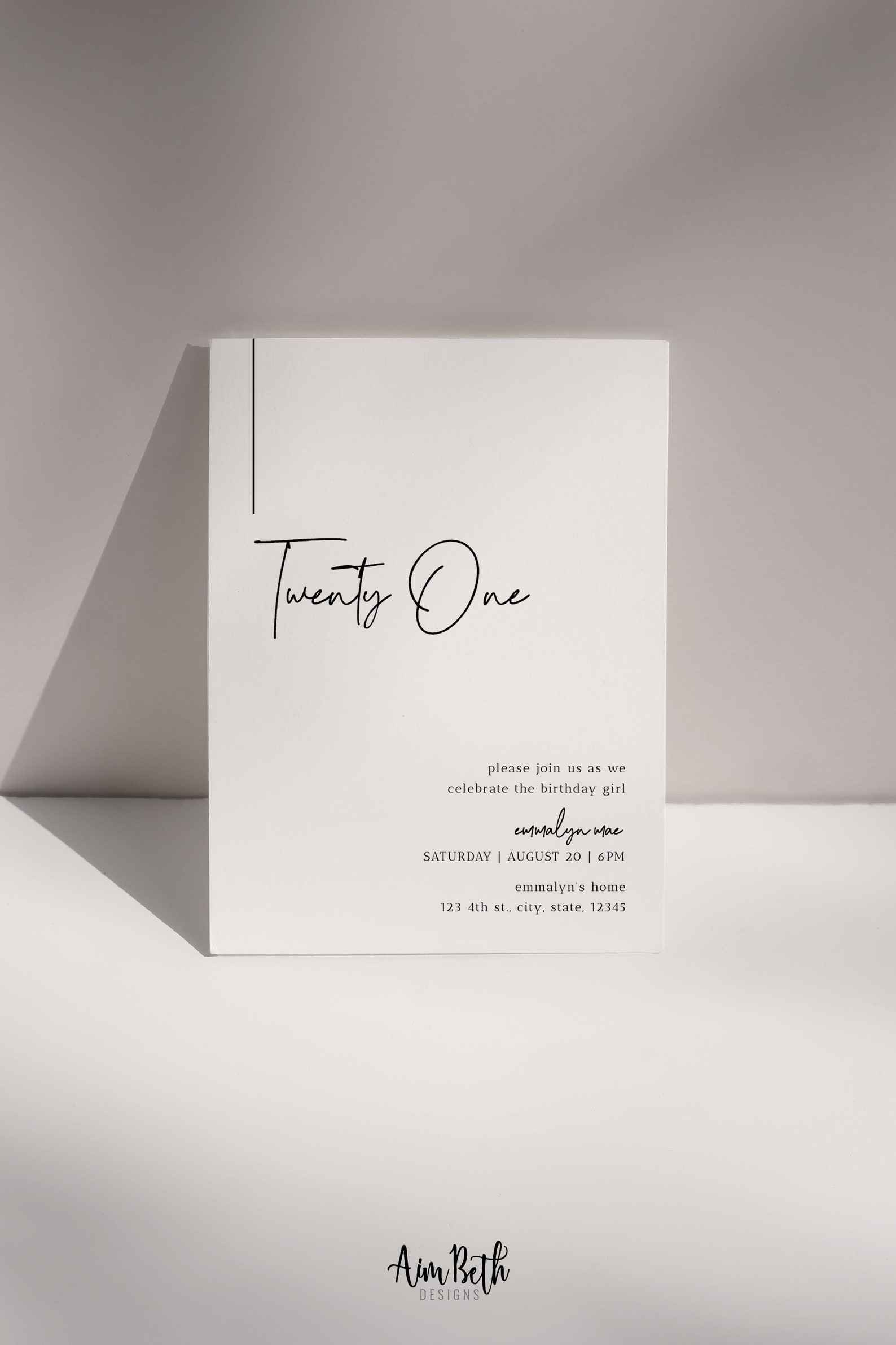 Minimalist Birthday Party Invite, Boho Birthday Invite, Editable Modern ...