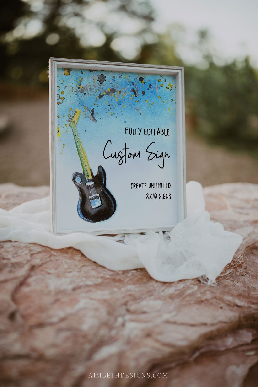 Rock and Roll Birthday Sign Bundle, Rock Star Party Customizable Signs ...