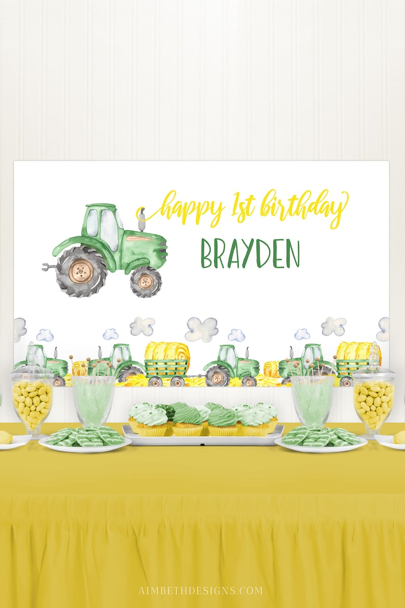 Tractor Backdrop, Green Tractor Birthday Backdrop, John Deere Birthday ...