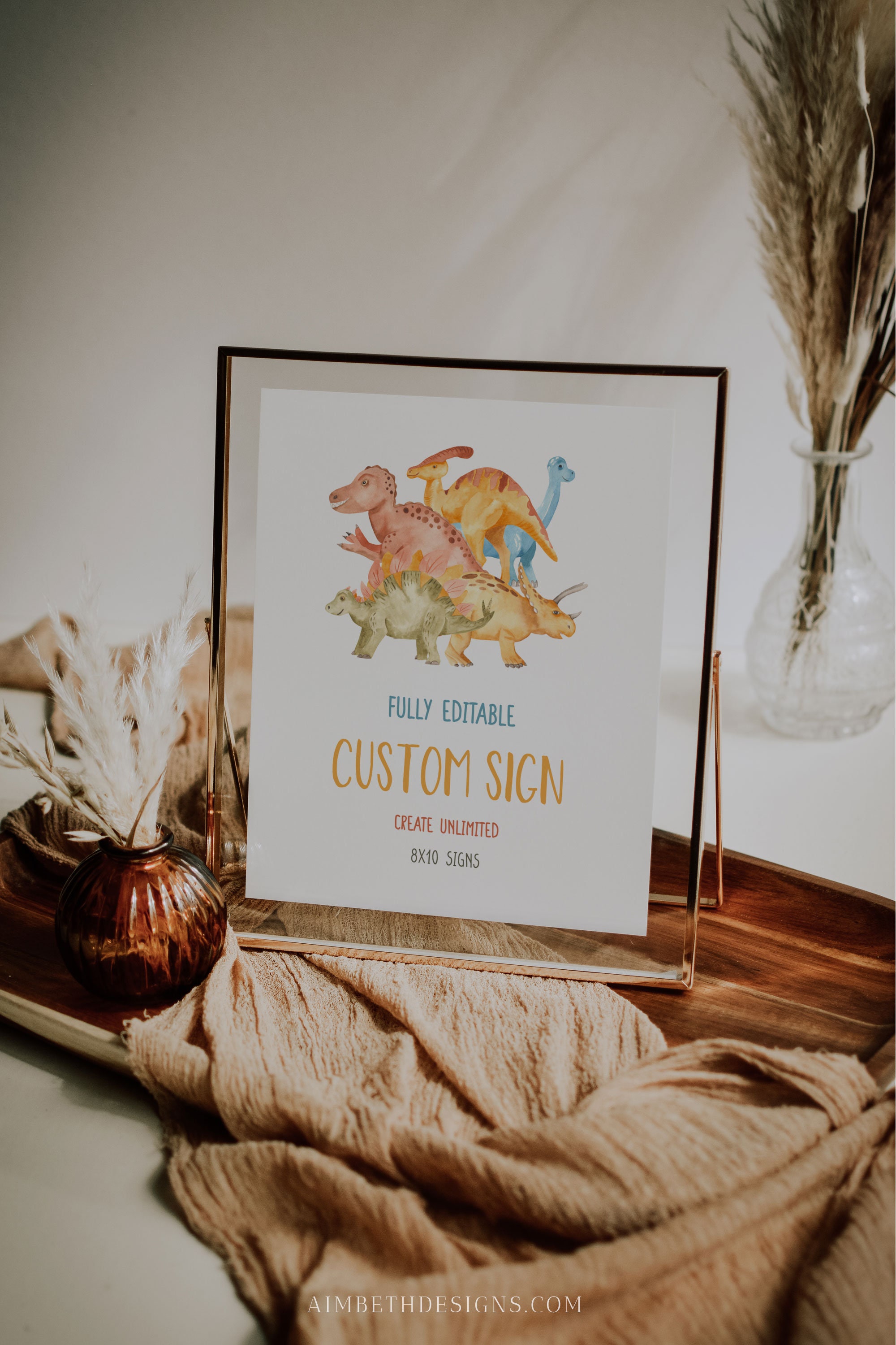 EDITABLE Dinosaur Birthday Custom Sign, 8x10 Custom Sign Template ...