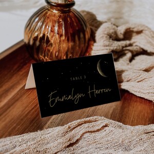 Starry Night Wedding Name Cards Template, Celestial Wedding Escort ...