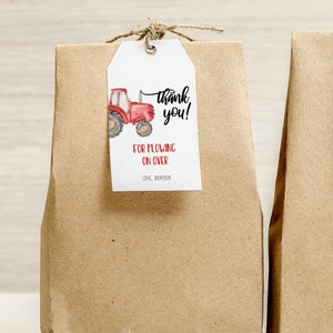 Red Tractor Favor Tags, Tractor Birthday Party Tags, Tractor Thank You ...