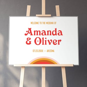 Retro Welcome Sign, Retro Wedding Welcome Sign Template, Groovy ...