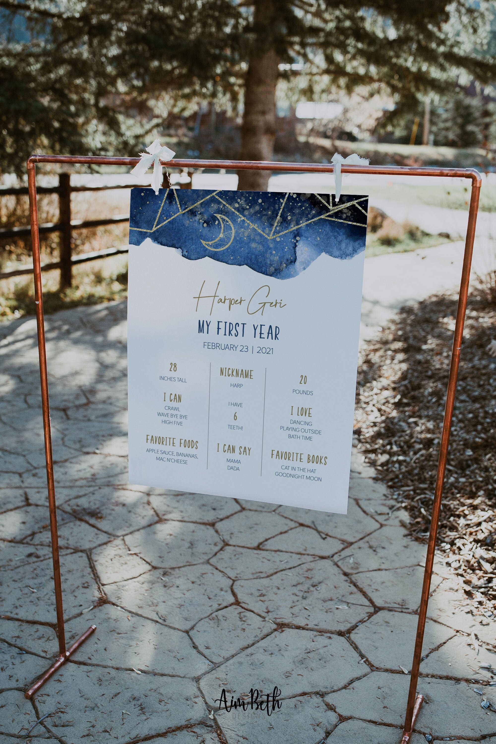 Celestial Milestone Poster Template, 1st Birthday Sign, Galaxy ...