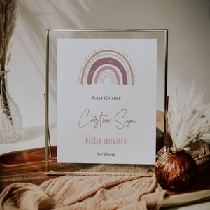 Boho Rainbow Custom Sign Template Rainbow Baby Shower Sign - Etsy
