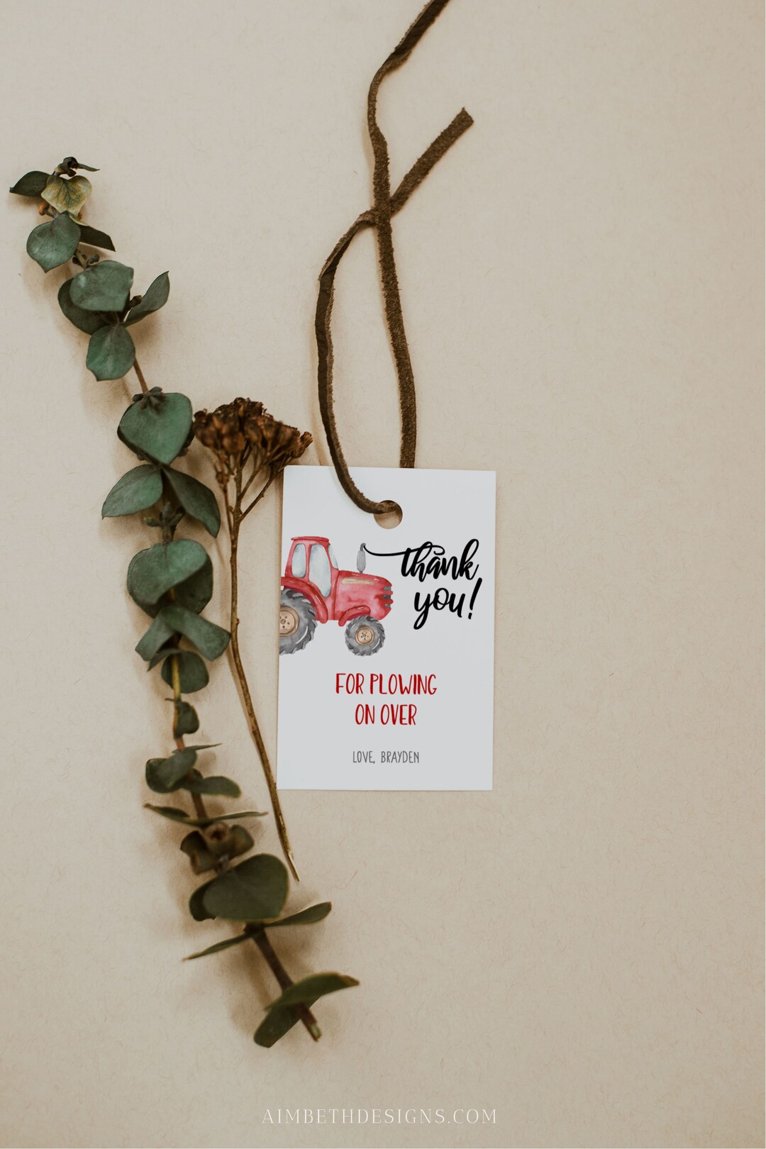 Red Tractor Favor Tags, Tractor Birthday Party Tags, Tractor Thank You ...