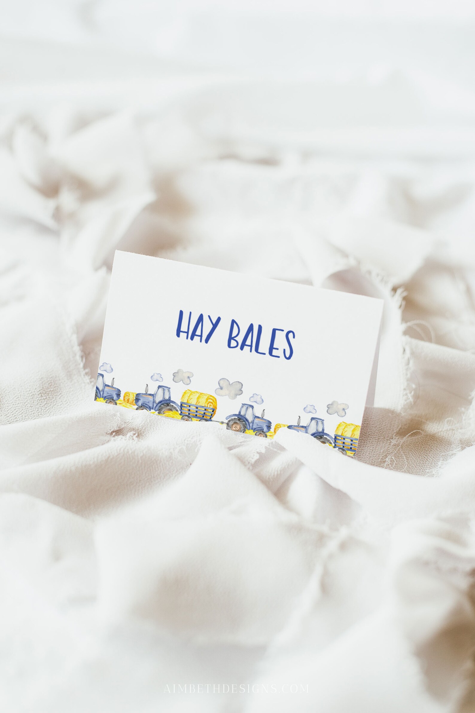 Blue Tractor Food Cards Farm Birthday Labels Tractor Food - Etsy