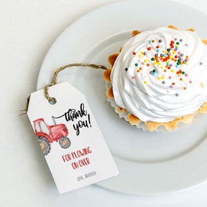Red Tractor Favor Tags, Tractor Birthday Party Tags, Tractor Thank You ...