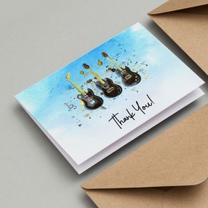 Rock and Roll Thank You Card, Rock Star Folded Thank You Card, Rock and ...