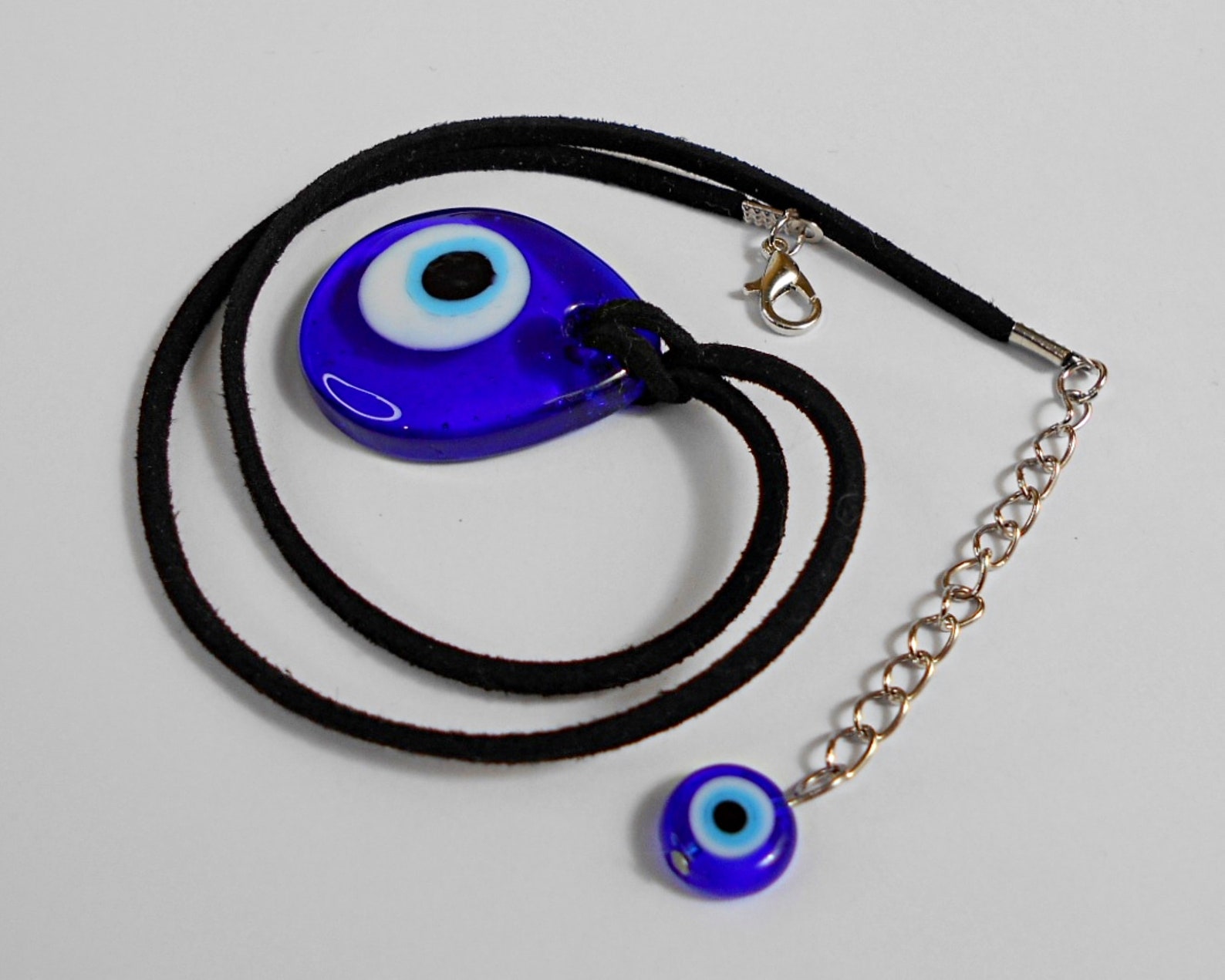 Evil Eye Necklace Blue Teardrop Shape Lampwork Glass Evil - Etsy