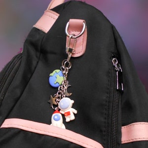 Cute 3D Astronaut Rocket Planet Space Backpack Keychain Charms, Moon ...