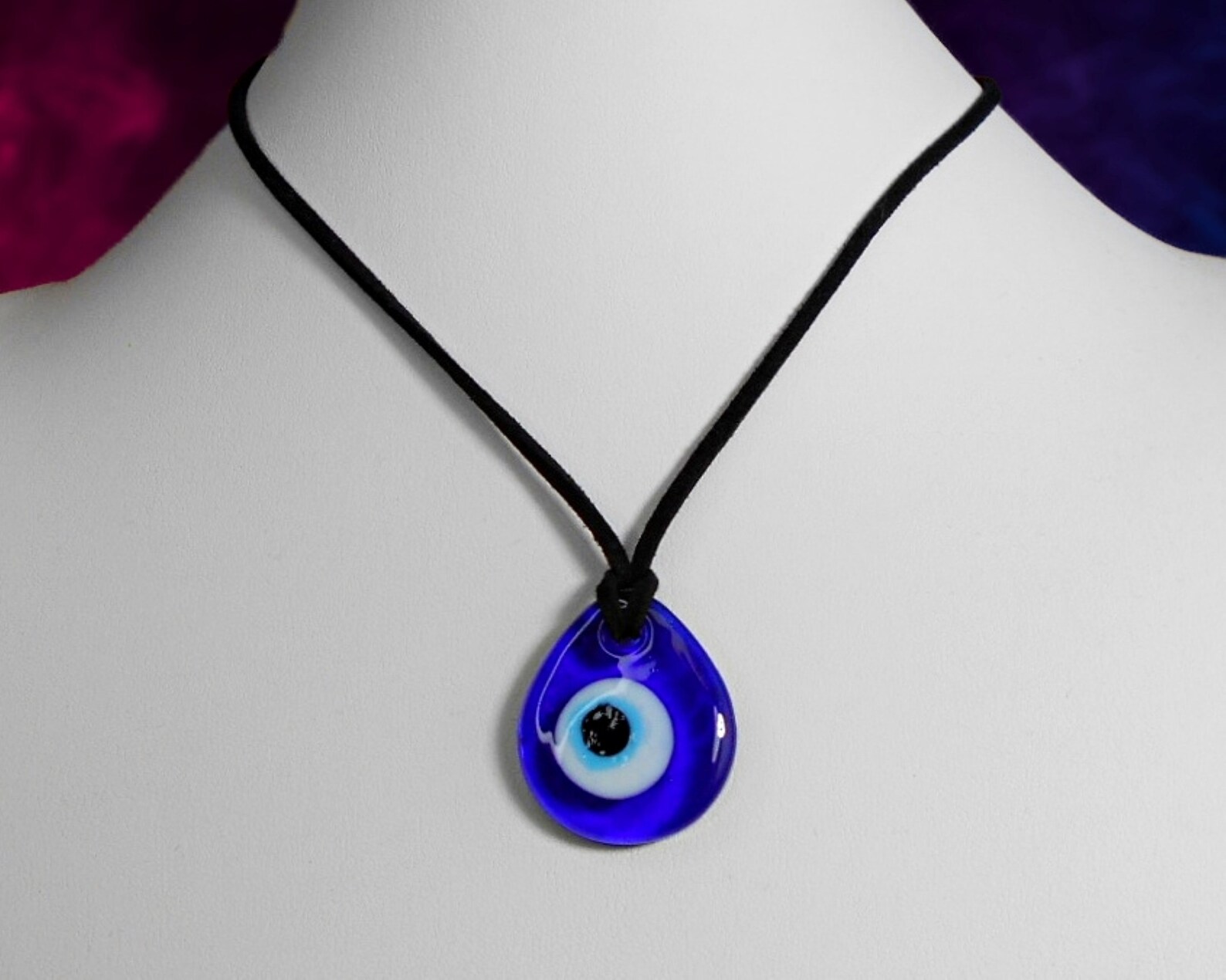 Evil Eye Necklace Blue Teardrop Shape Lampwork Glass Evil | Etsy