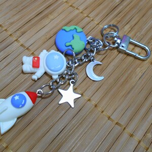 Cute 3D Astronaut Rocket Planet Space Backpack Keychain Charms, Moon ...
