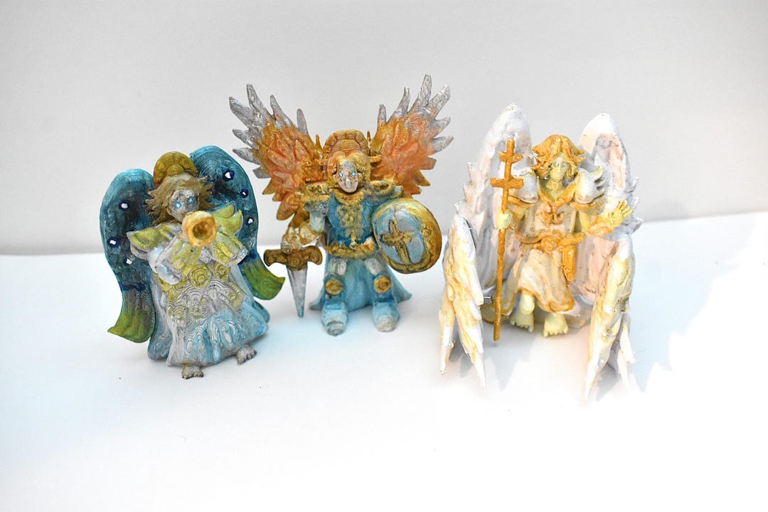 Malakim, Mini Angel Figurines, Hand-painted 3d-printed Collectible - Etsy