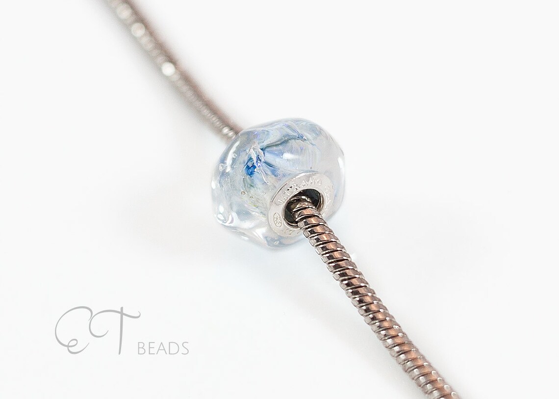 Light blue glass charm bead european charm Murano glass bead | Etsy