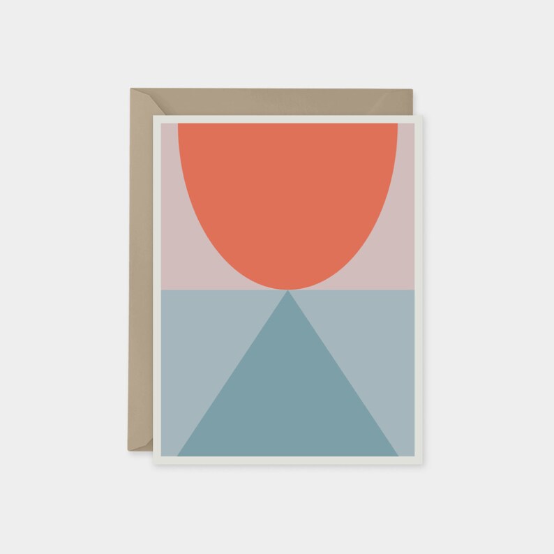 Blue & Coral Geo Card Modern Blank Card 4x6 - Etsy