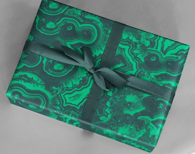 Malachite Gift Wrap, Colorful Gift Wrap, Geode Wrapping Paper, Stylish ...