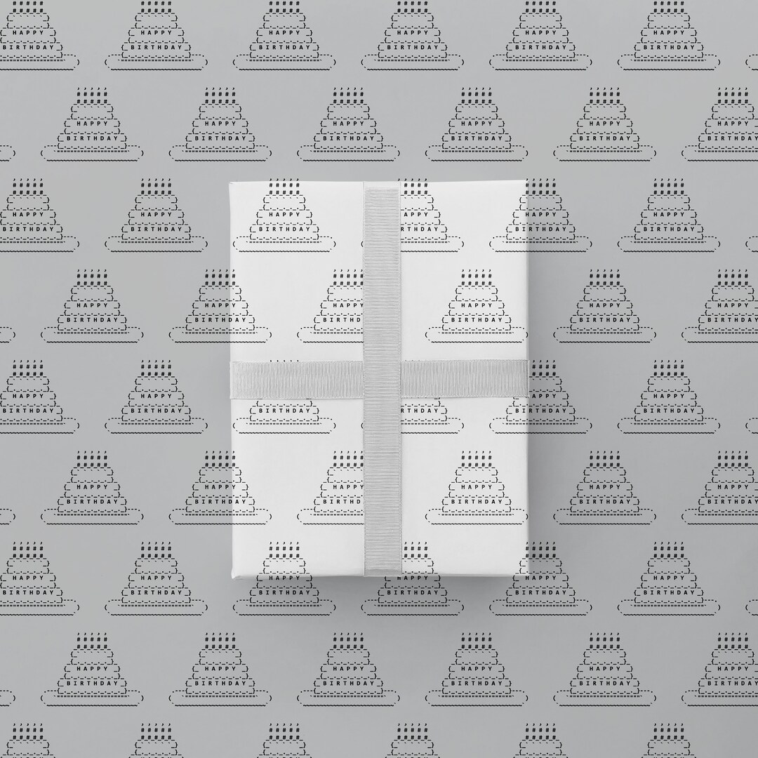 ASCII Art Birthday Cake Gift Wrap Paper, Ascii Art Birthday Gift Wrap ...