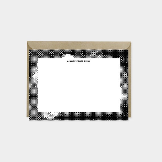 Notecard Set With Patterned Border Modern Notecard Card With - Etsy