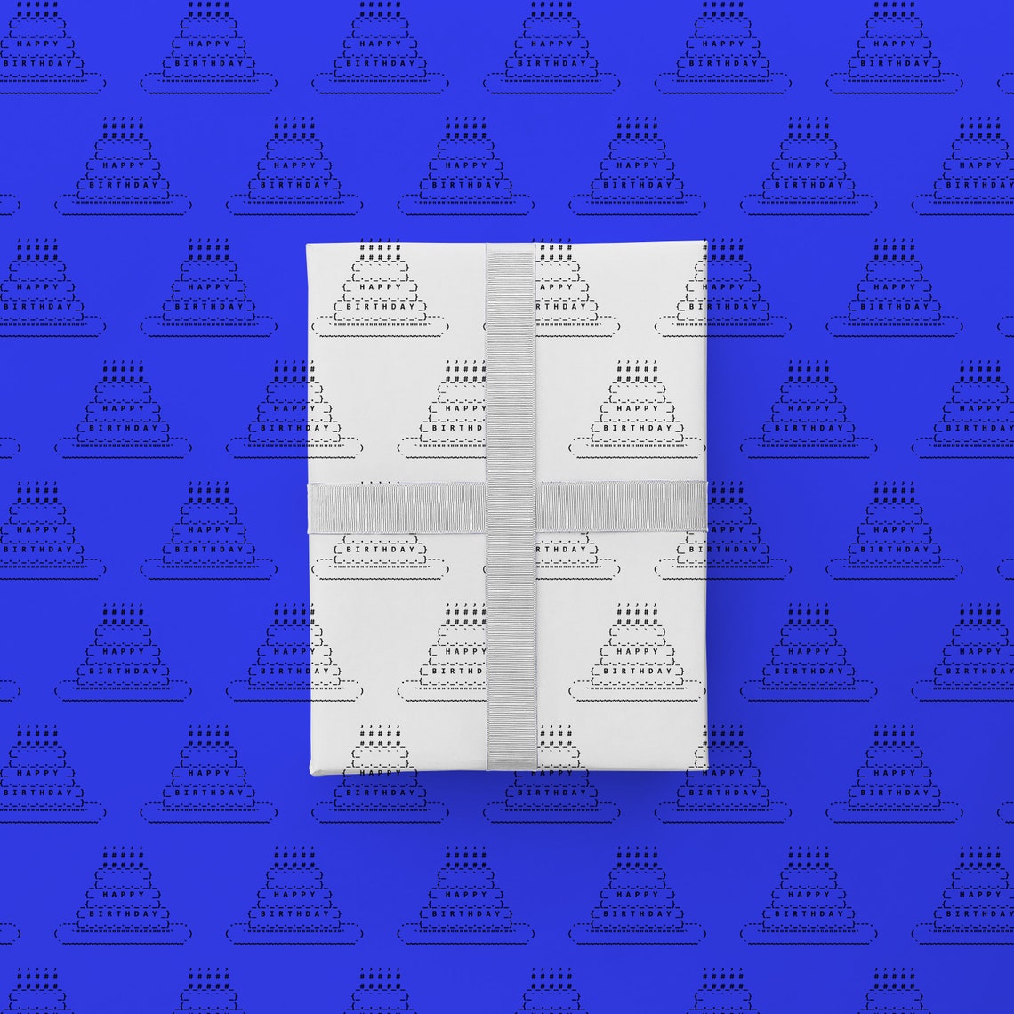 ASCII Art Birthday Cake Gift Wrap Paper, Ascii Art Birthday Gift Wrap ...