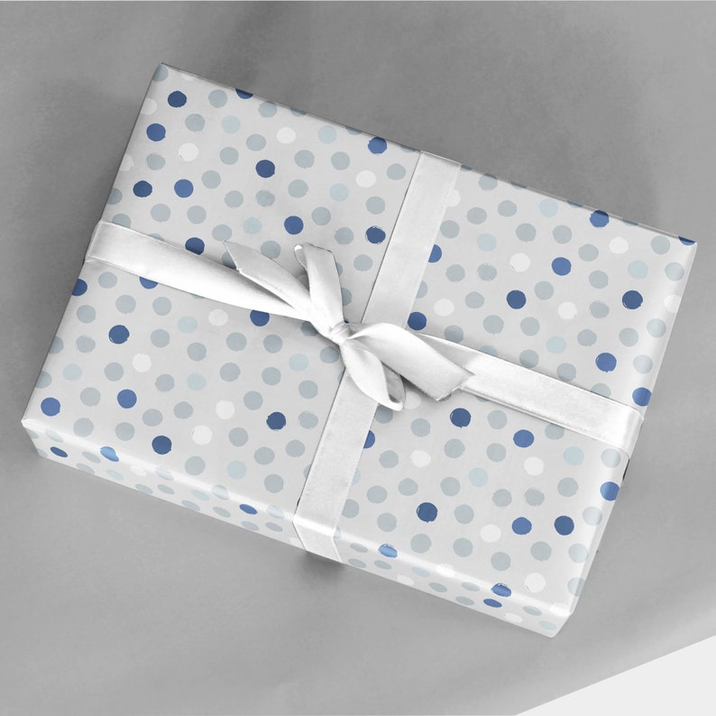 Blue Polka Dot Gift Wrap Wrapping Paper Polka Dot Print - Etsy