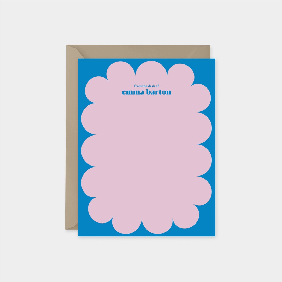 Personalized Colorful Note Cards With Scallop Border, Custom, Gifts for ...