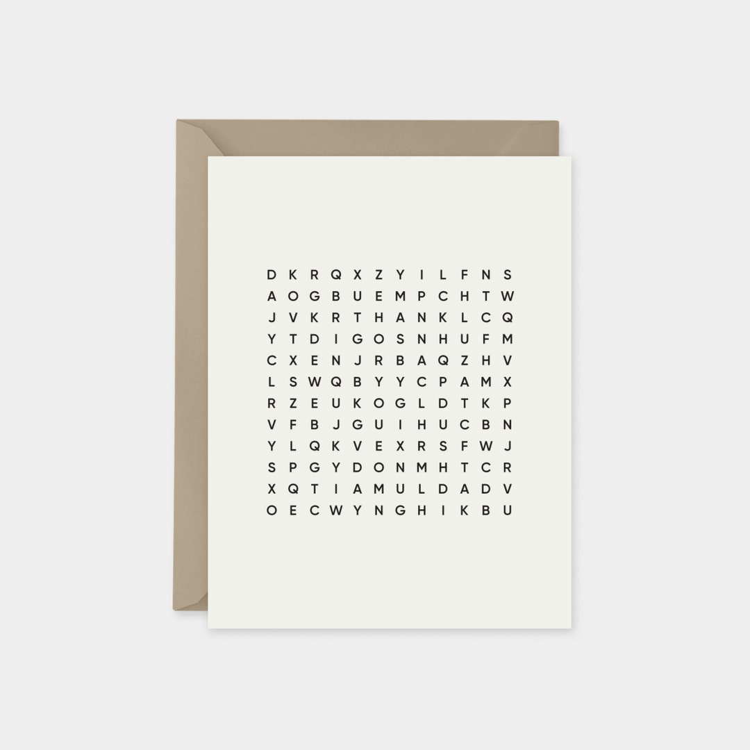 Thank You Dad Word Search Card, Minimal Father's Day Card, Word Search ...