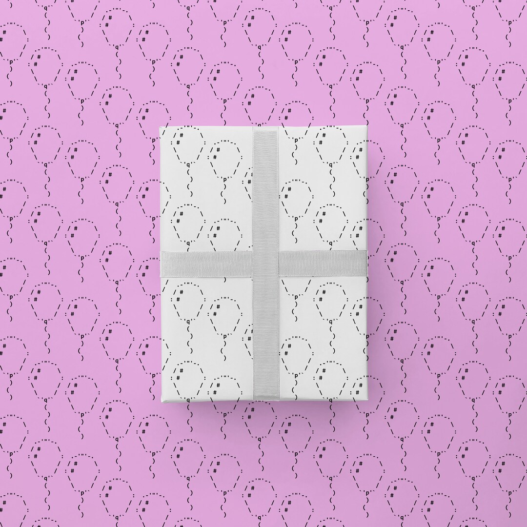 ASCII Art Balloons Gift Wrap Paper, Ascii Art Happy Birthday Gift Wrap ...