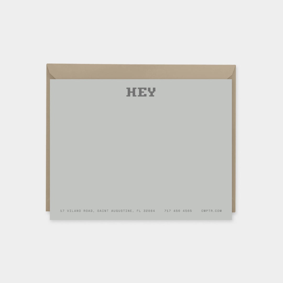 HEY Computer Monogram Note Card - Etsy