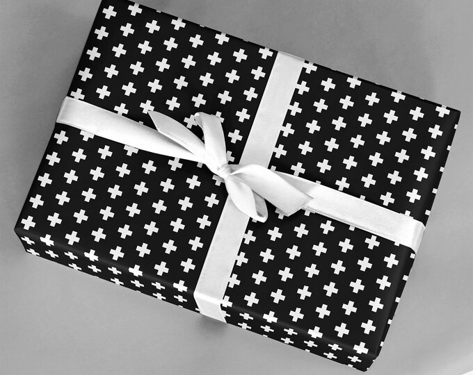 Minima Gift Wrap, Wrapping Sheets, Minimal Wrapping Paper, Black and ...