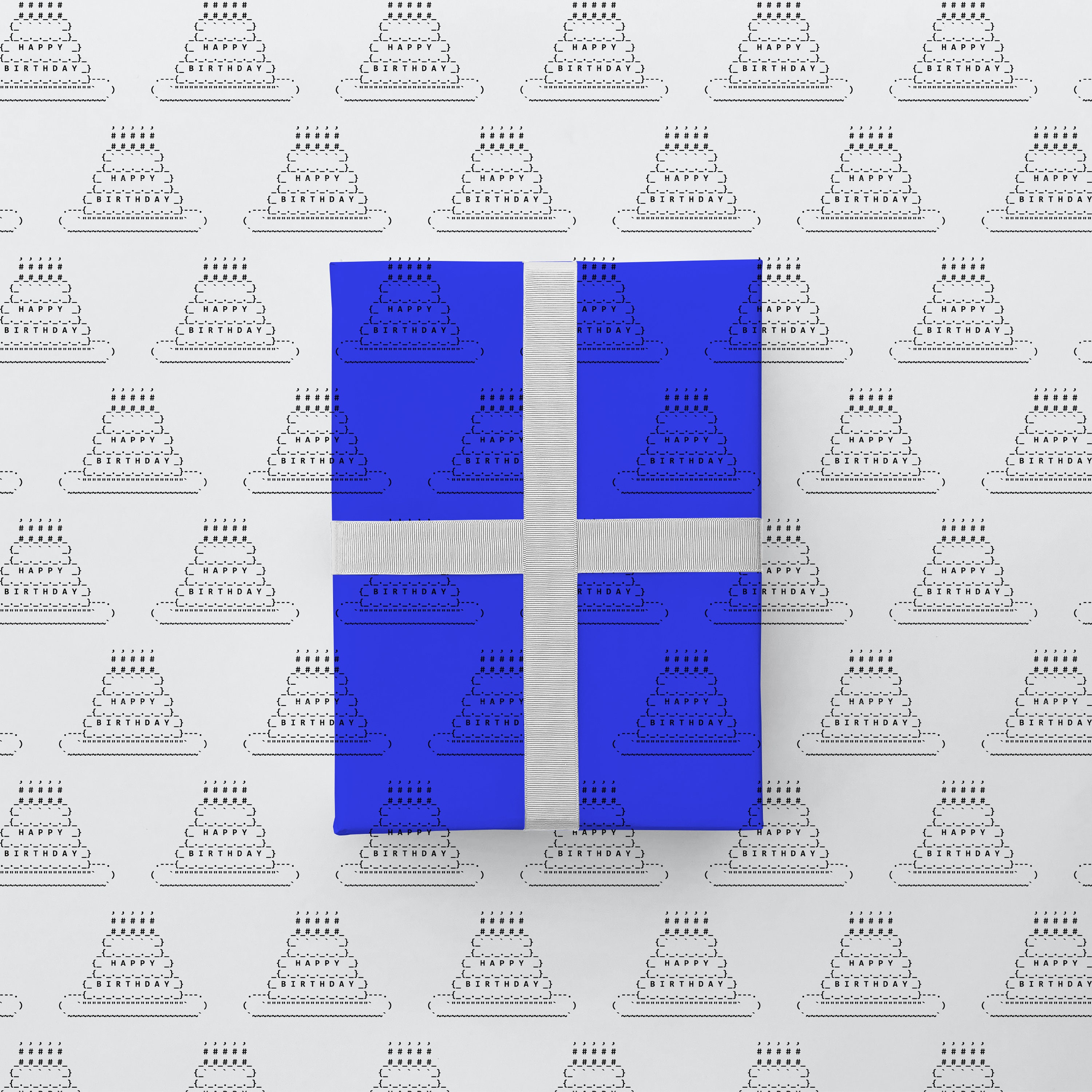 ASCII Art Birthday Cake Gift Wrap Paper, Ascii Art Birthday Gift Wrap ...