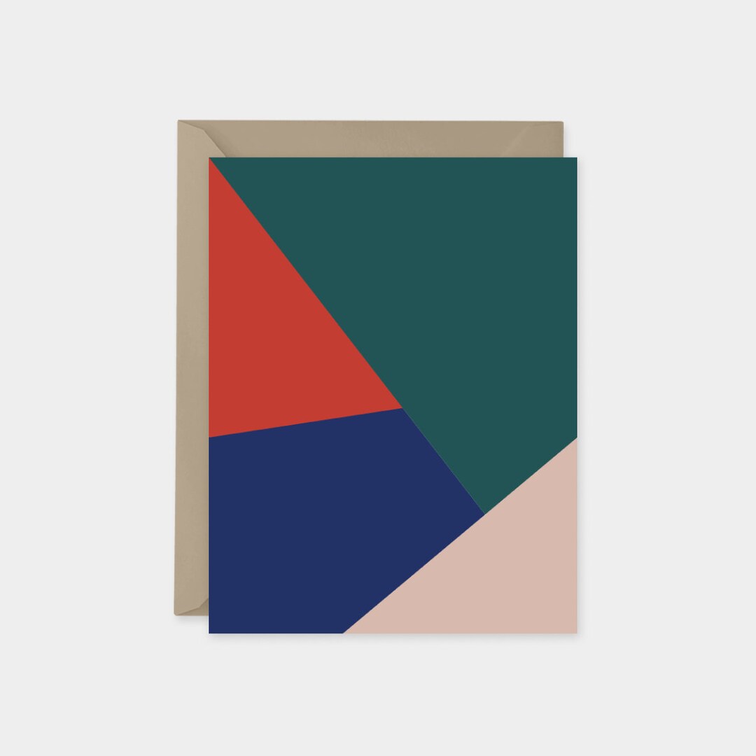 Green & Red Color Block Card, Modern Card, Greeting Card Printable ...