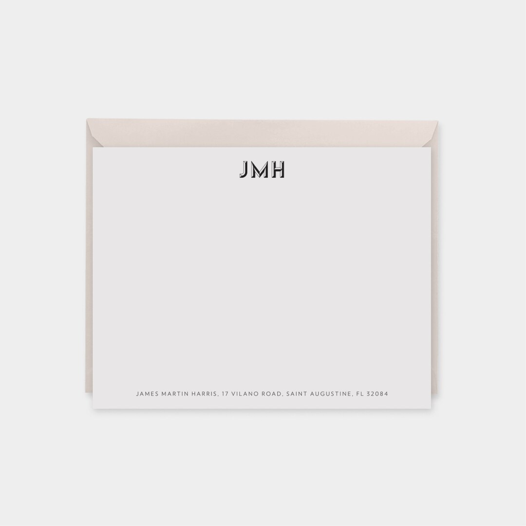 Monogram Note Cards With Beveled Type Stylish Monogram Cards - Etsy