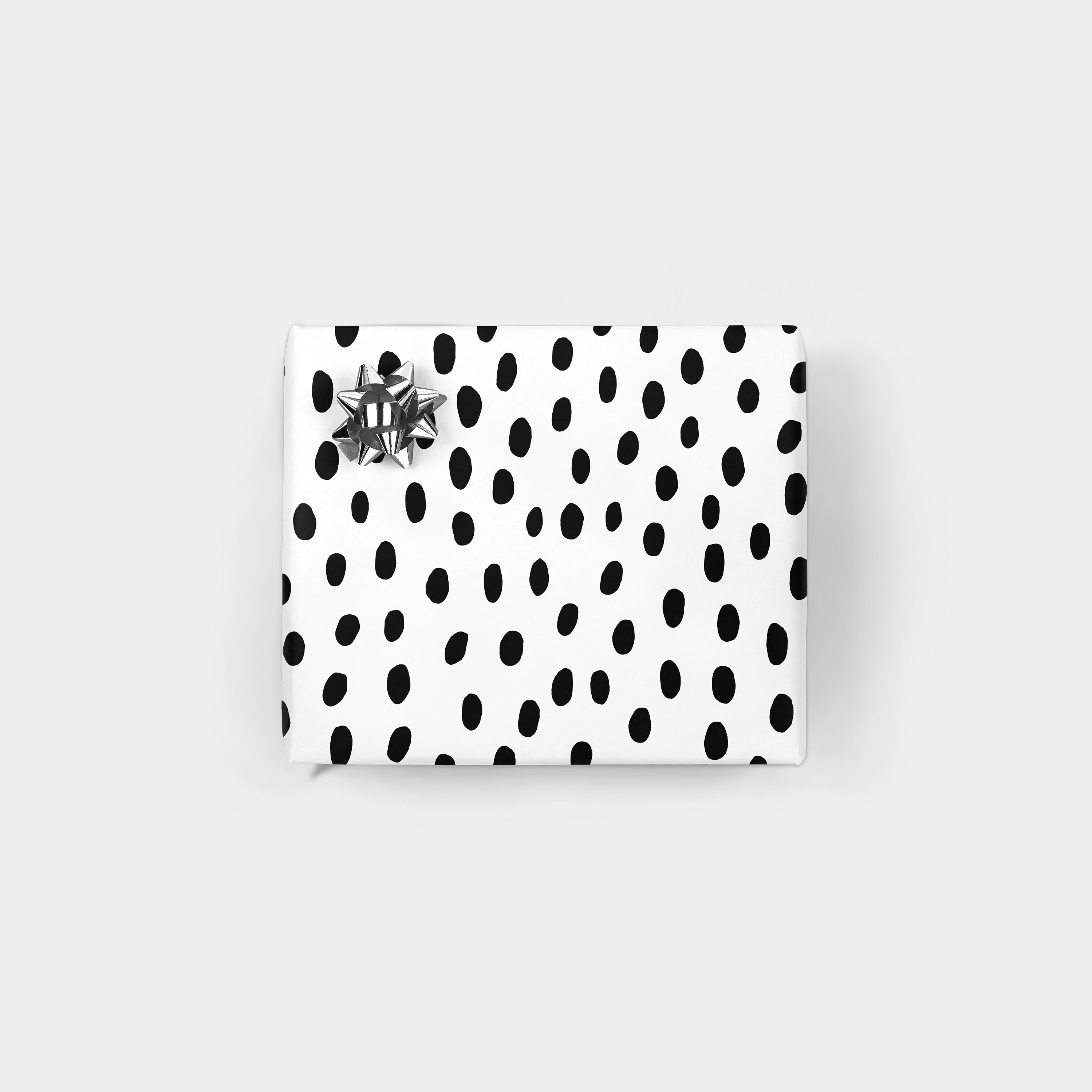 Black and White Handdrawn Polka Dots Gift Wrap Black Spots | Etsy