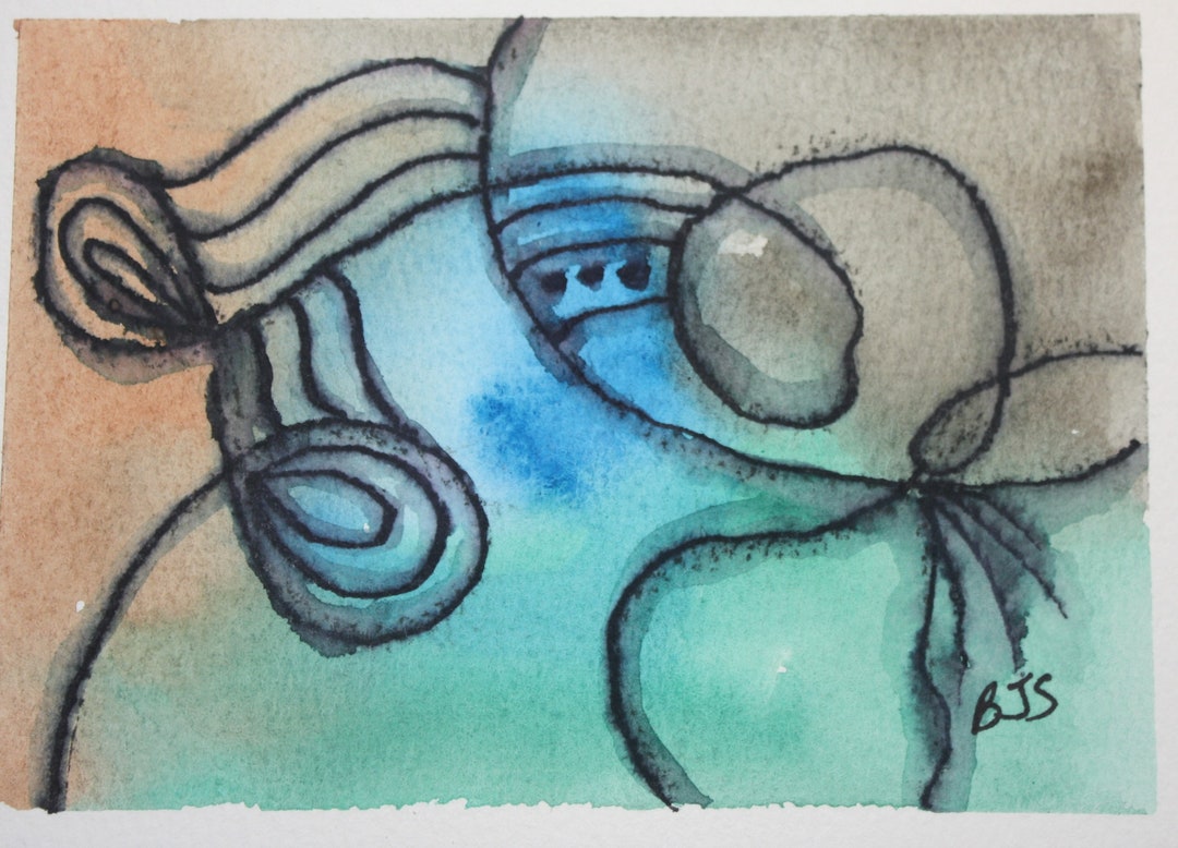 Hand Painted Watercolor Abstract Note Card Set - Etsy
