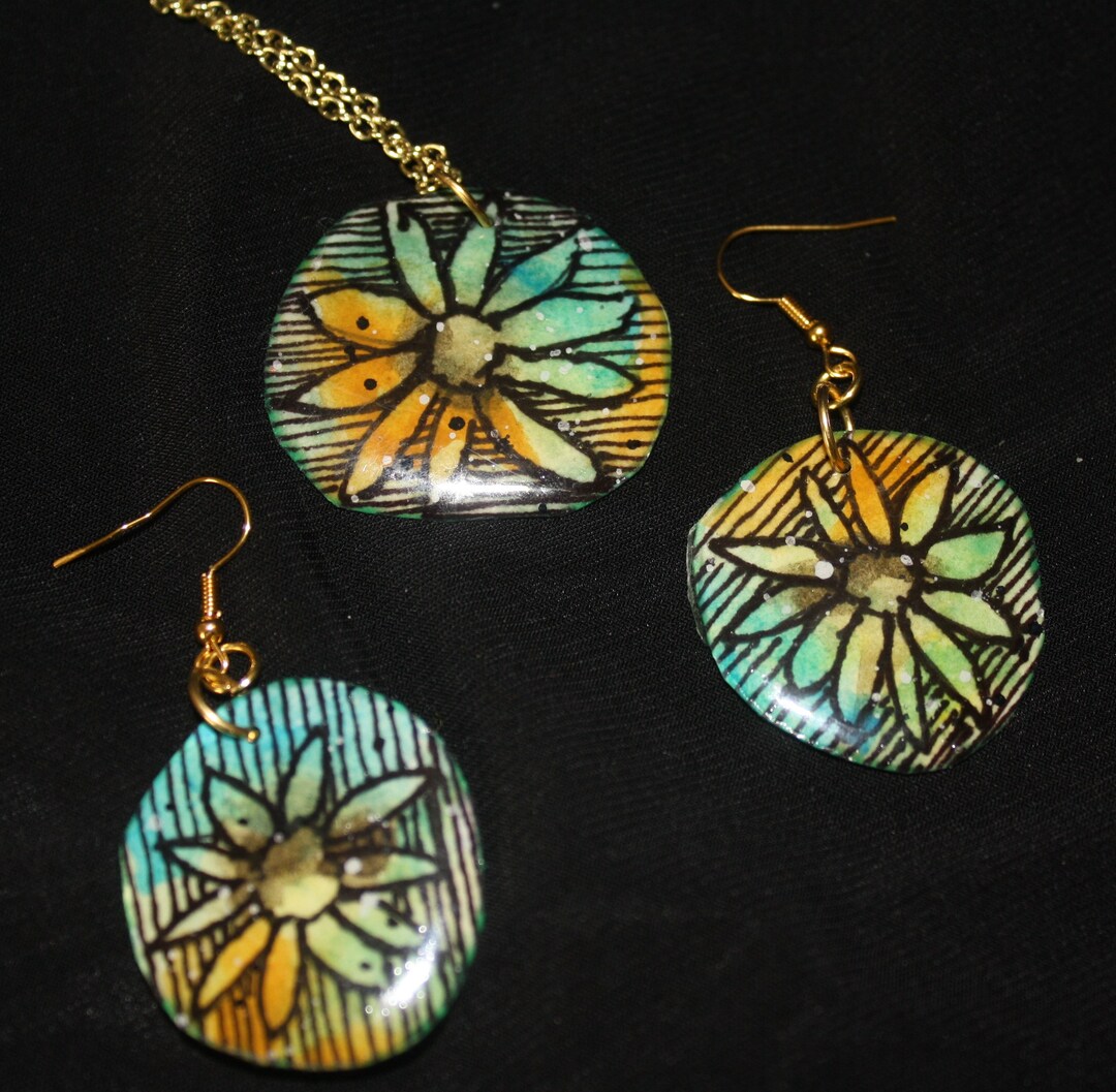 Matching Hand Painted Note Card and Jewelry Set - Etsy