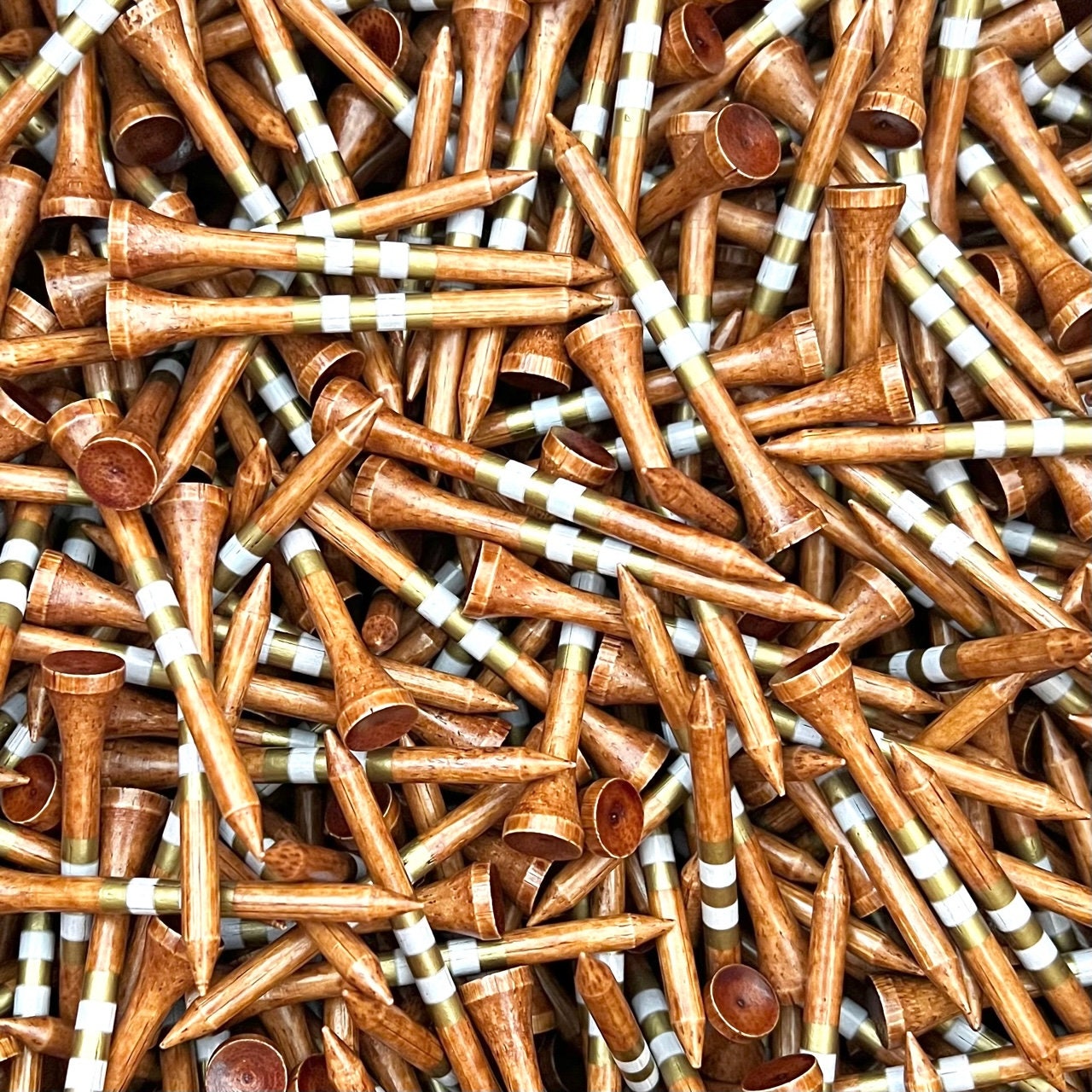 NEW (2.75") Premium Bamboo Golf Tees Dark Stain W/ Colored Stripes ...