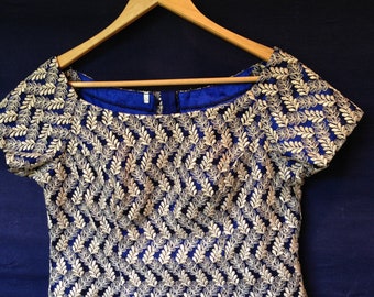 Blue Metallic Blouse - Etsy