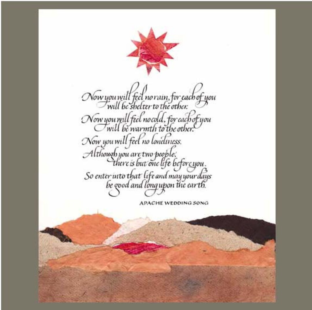 Apache Wedding Song, Wedding Reading, Paper Anniversary Gift, Valentine ...