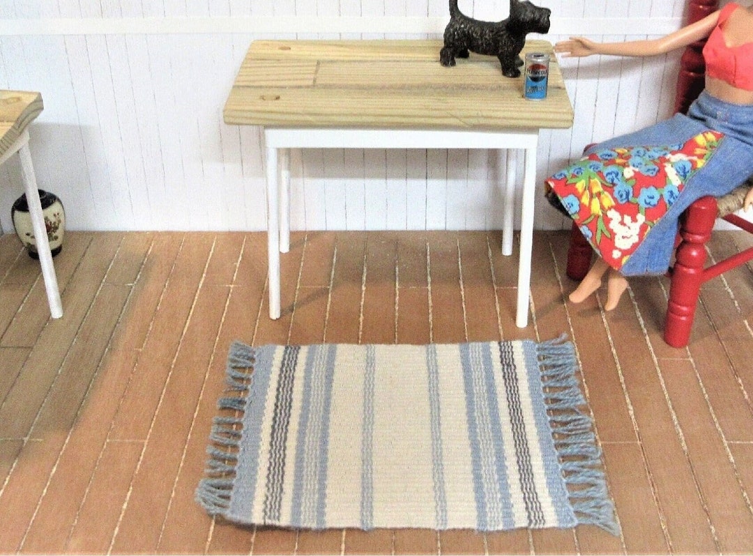Handmade Miniature Dollhouse Rug. Handwoven Mug Rug or Blue Doll House ...