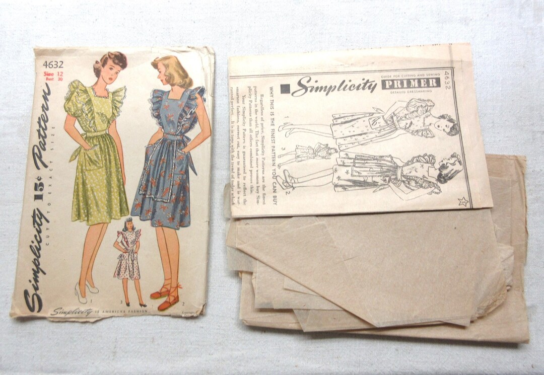 1940s Dress Pattern Women's Dress or Pinafore Size 12. Used Simplicity ...