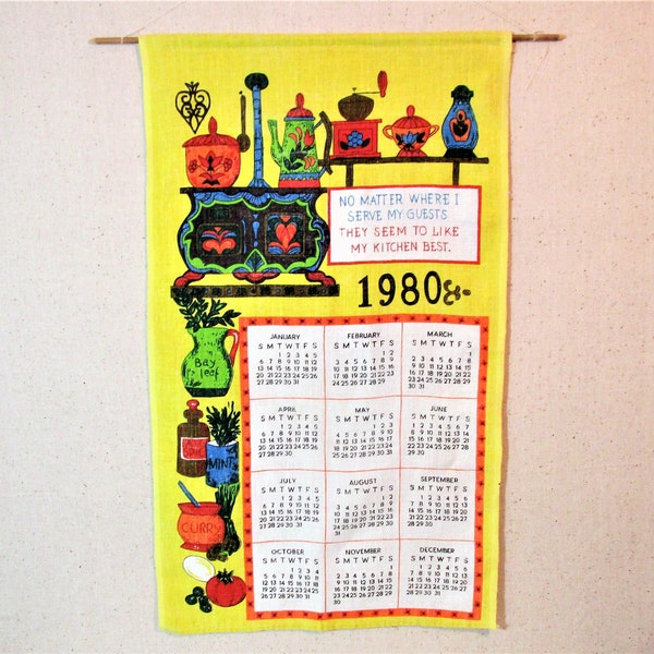 1980 Calendar - Etsy