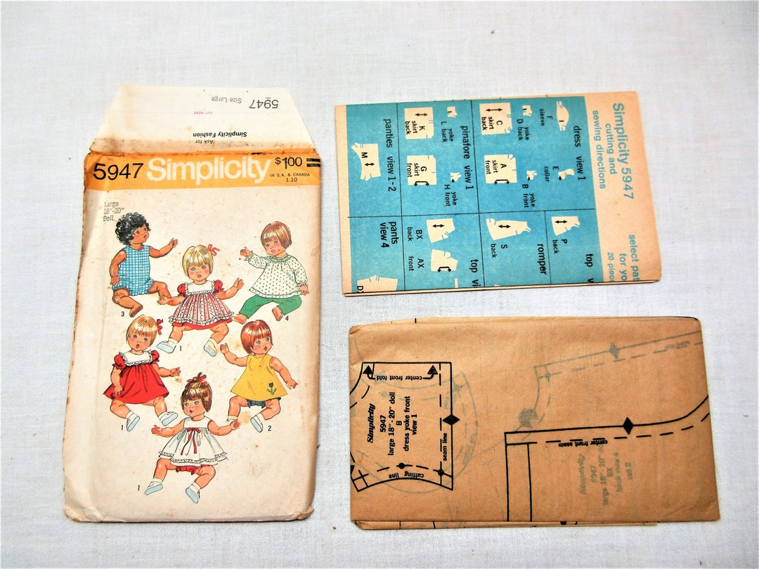 Large Doll Clothes Pattern. Uncut Simplicity 5947 From 1973 - Etsy