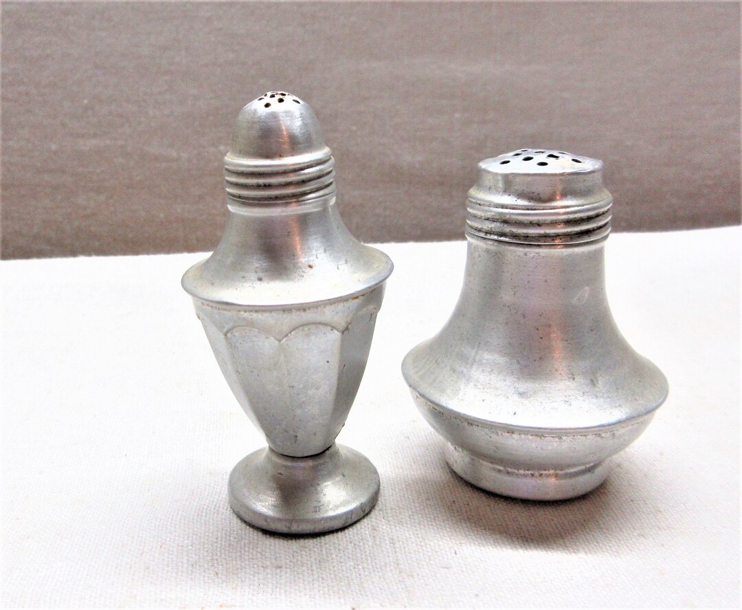 Vintage Salt, Pepper Shakers. Mismatched Pair of Aluminum Shakers. Both ...