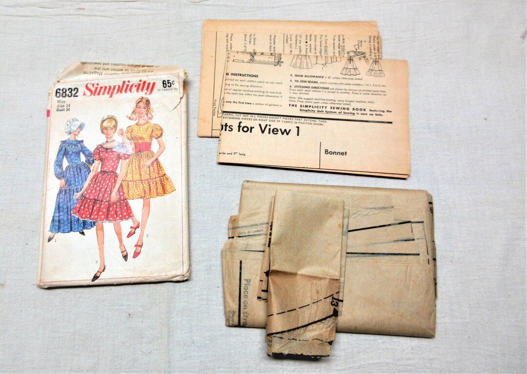 1960s Square Dance Dress Pattern Size 14 Miss. Simplicity 6832 From ...