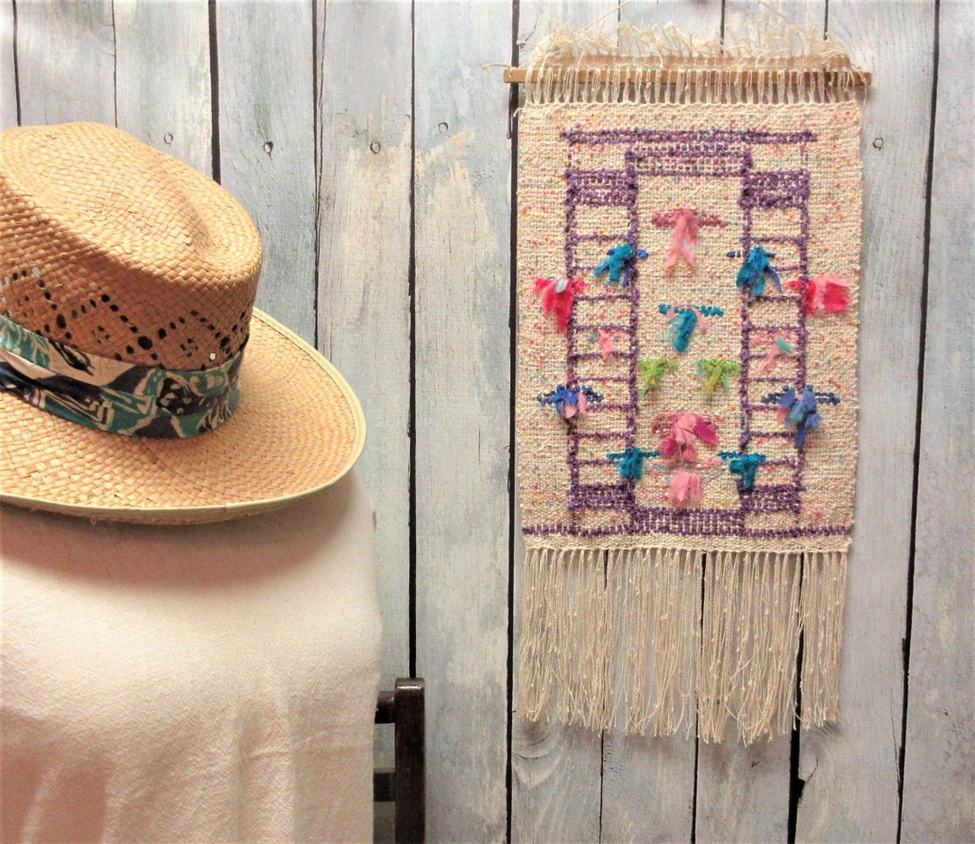 Handwoven Boho Design Tapestry Wall Hanging. Neutral Cotton and ...