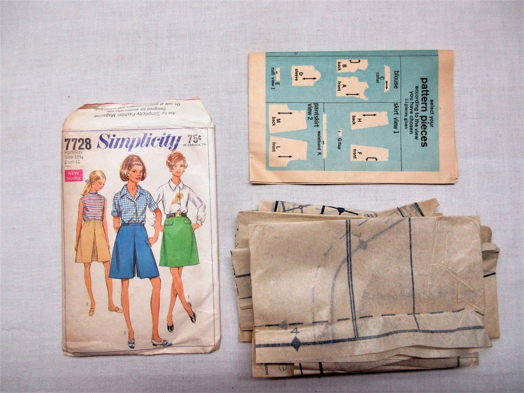 1960s Ladies Blouse, Skirt, Pants Pattern Size 18 1/2. Used Simplicity ...